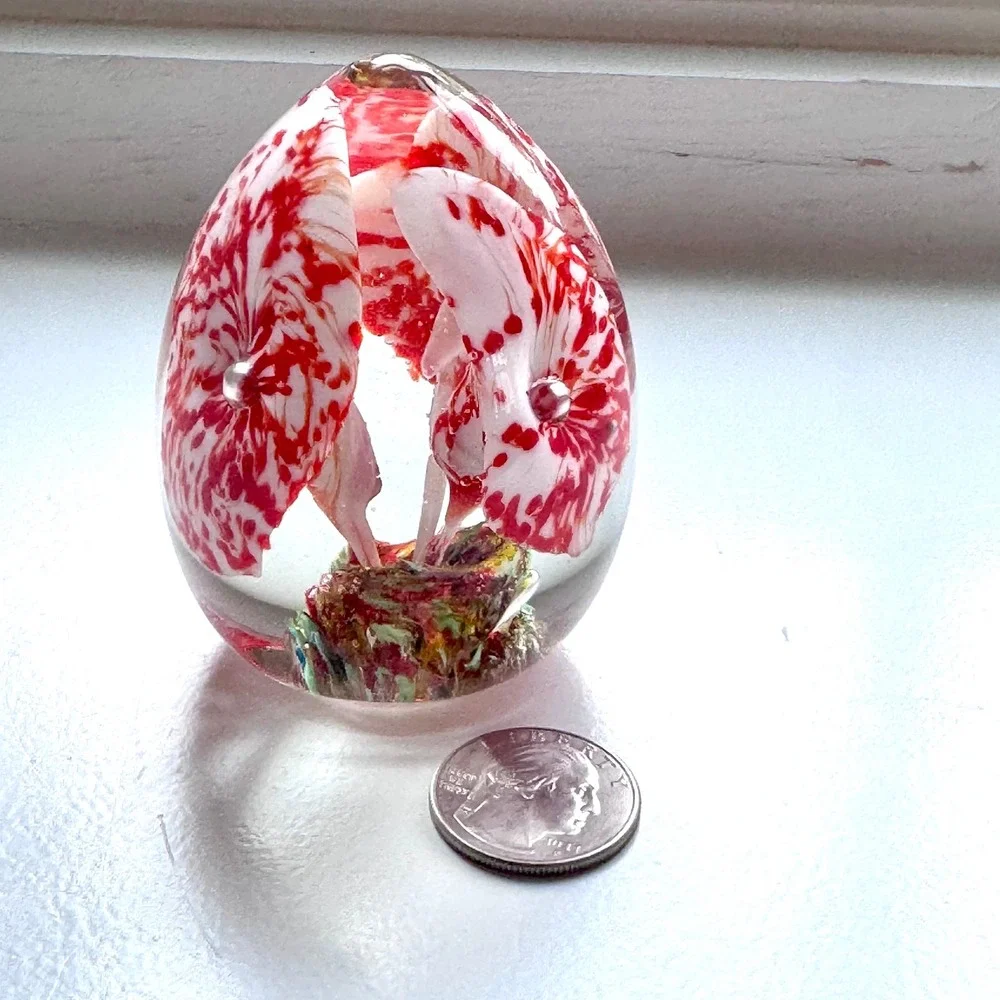 Office | Vintage Tilso Japan Handcrafted Art Glass Paperweight Pink ...